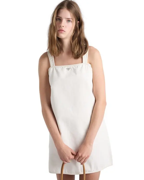 Prada Old Denim Mini Dress In White | Editorialist