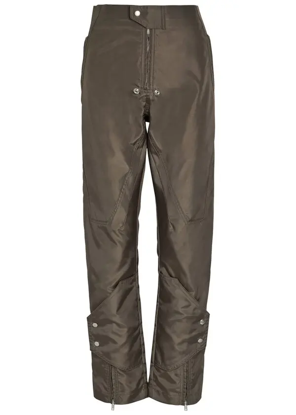 Rick Owens Panelled Leather Moto Trousers - Grey