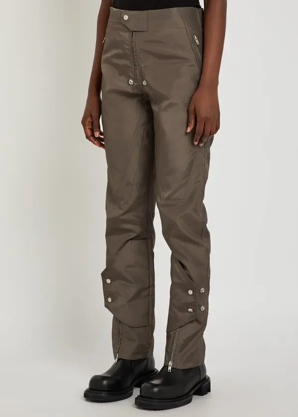 Rick Owens Panelled Leather Moto Trousers - Grey