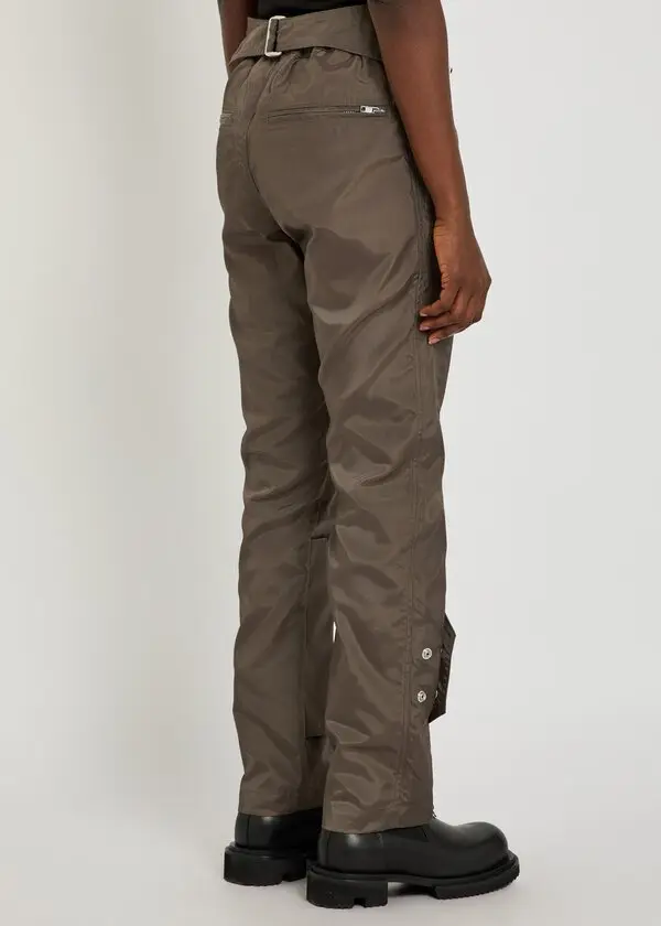 Rick Owens Panelled Leather Moto Trousers - Grey