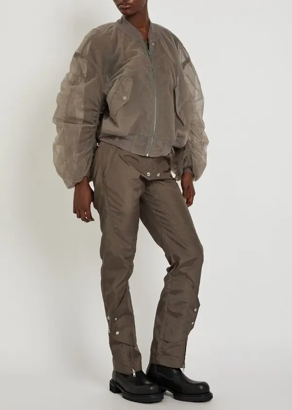 Rick Owens Panelled Leather Moto Trousers - Grey