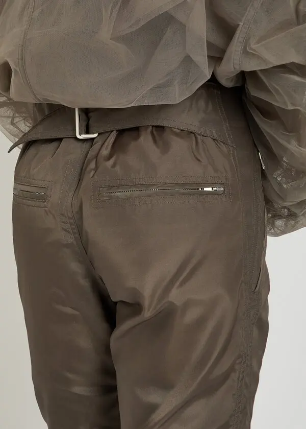 Rick Owens Panelled Leather Moto Trousers - Grey