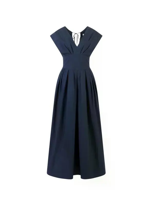 Rosie Assoulin V-neck Pleated Midi Dress - Blue