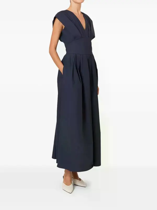 Rosie Assoulin V-neck Pleated Midi Dress - Blue