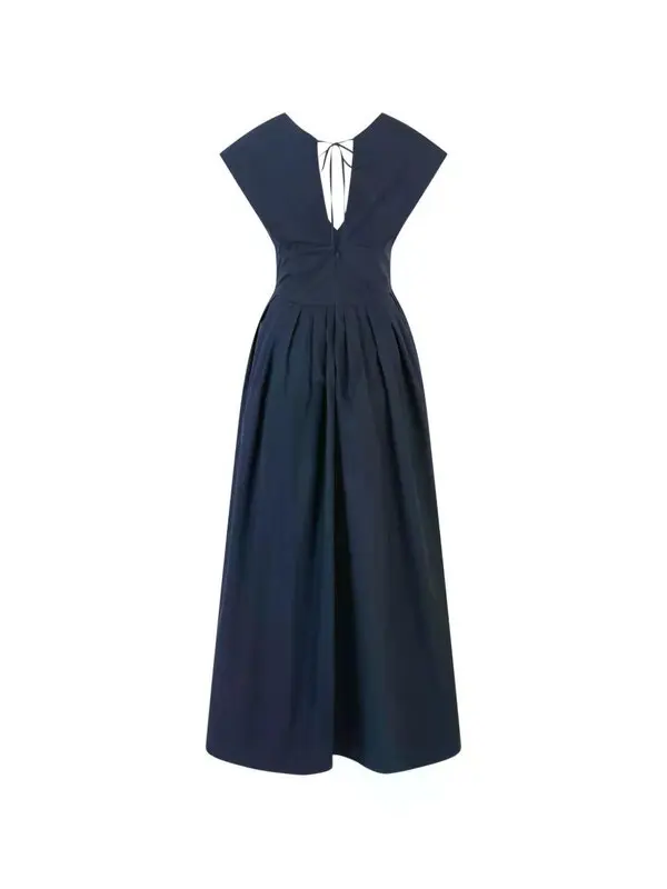 Rosie Assoulin V-neck Pleated Midi Dress - Blue