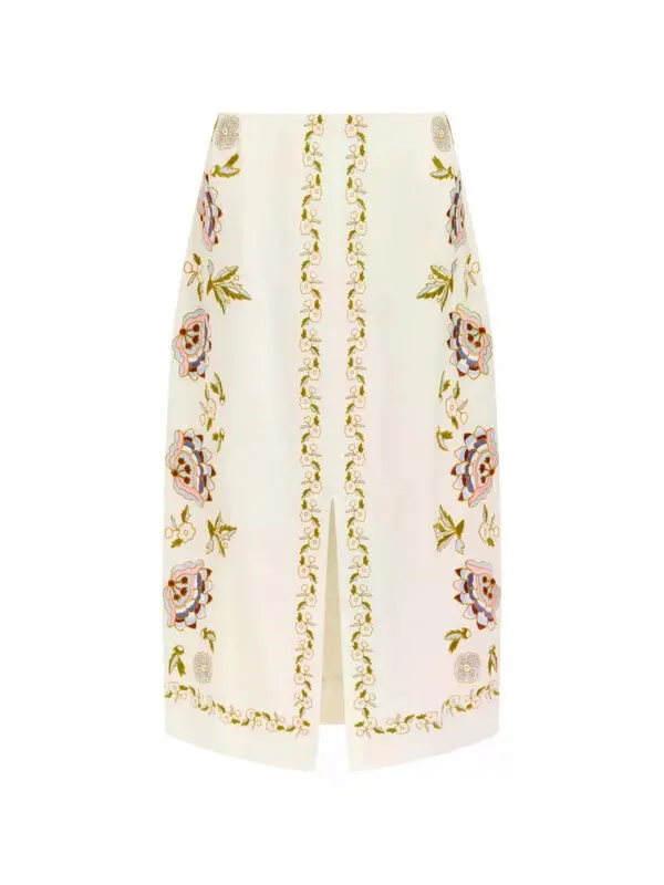 MARIE OLIVER Meara Floral-print Slit Skirt - Neutrals