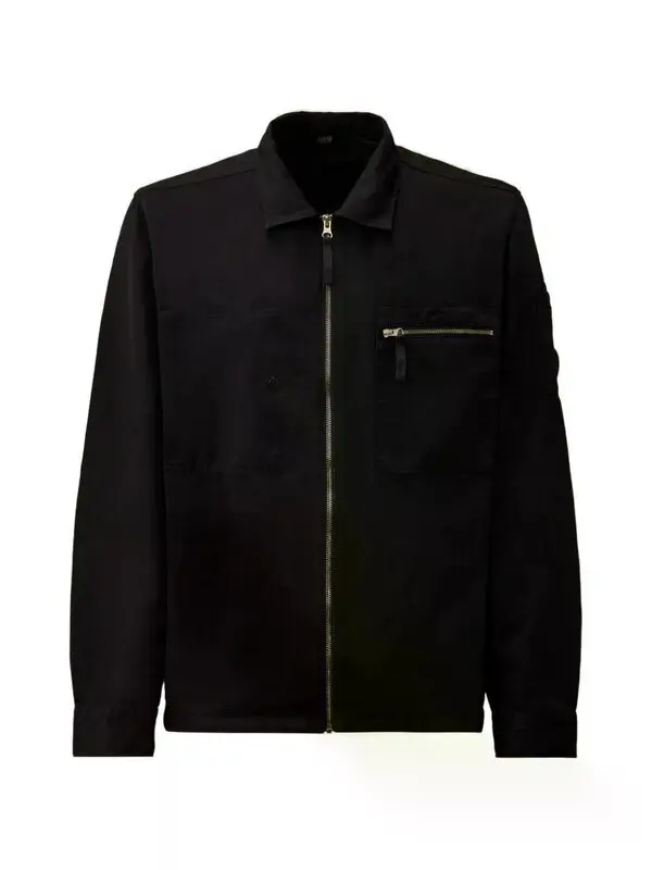 C.P. COMPANY Cotton/linen Lens Zip Overshirt - Blue