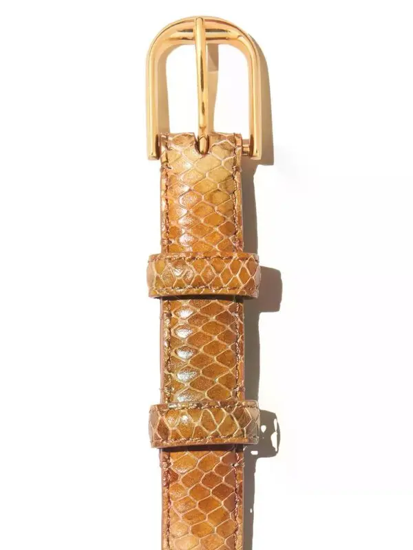 NILI LOTAN Snakeskin Buckle Belt - Neutrals