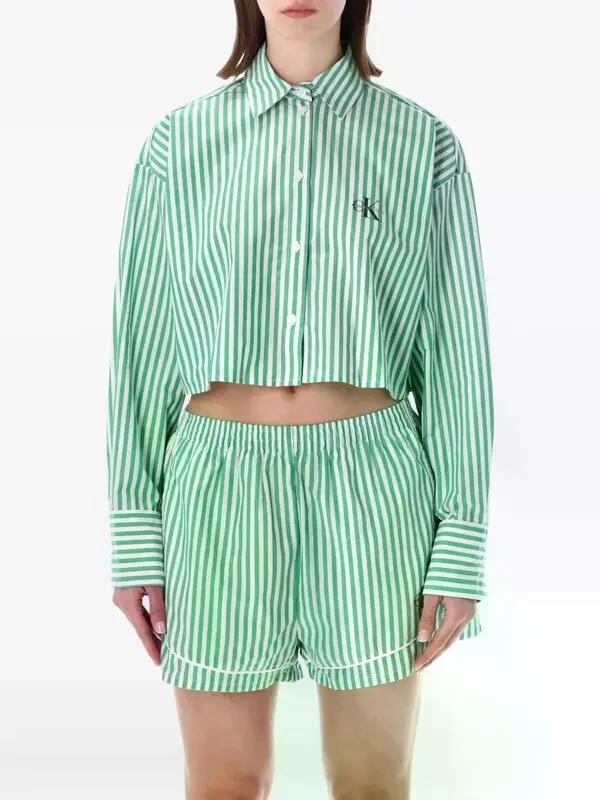 Calvin Klein Cropped Striped Top - Green