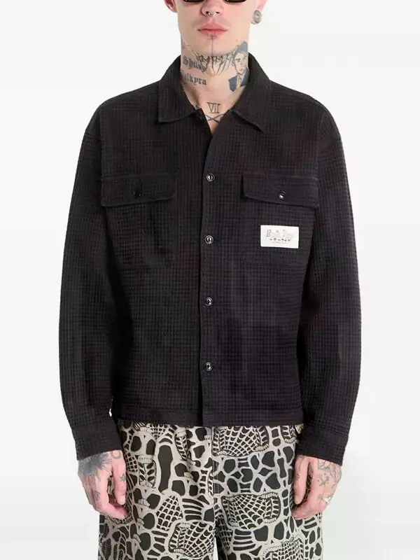 BRAIN DEAD Button-up Waffle-knit Shirt