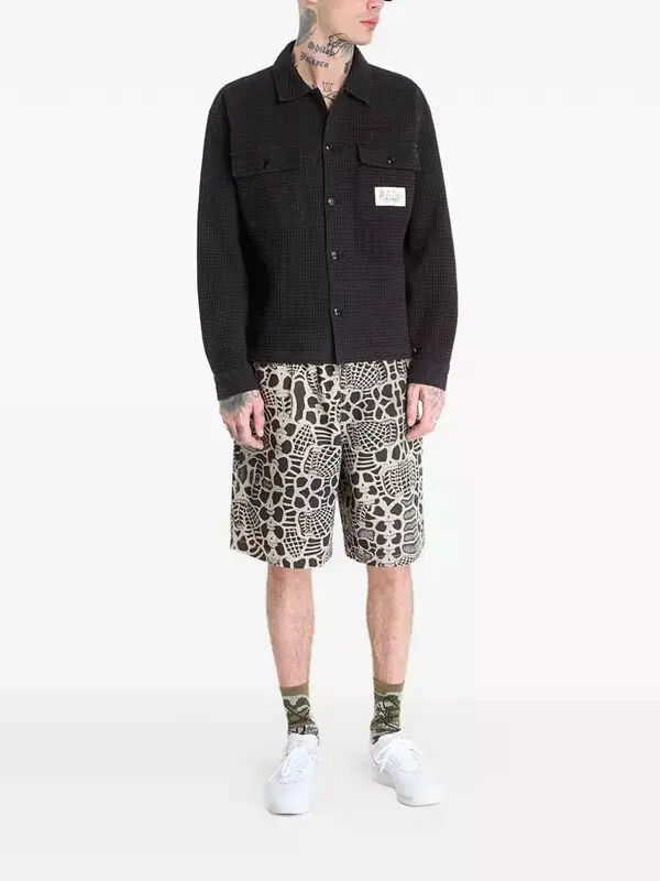 BRAIN DEAD Button-up Waffle-knit Shirt