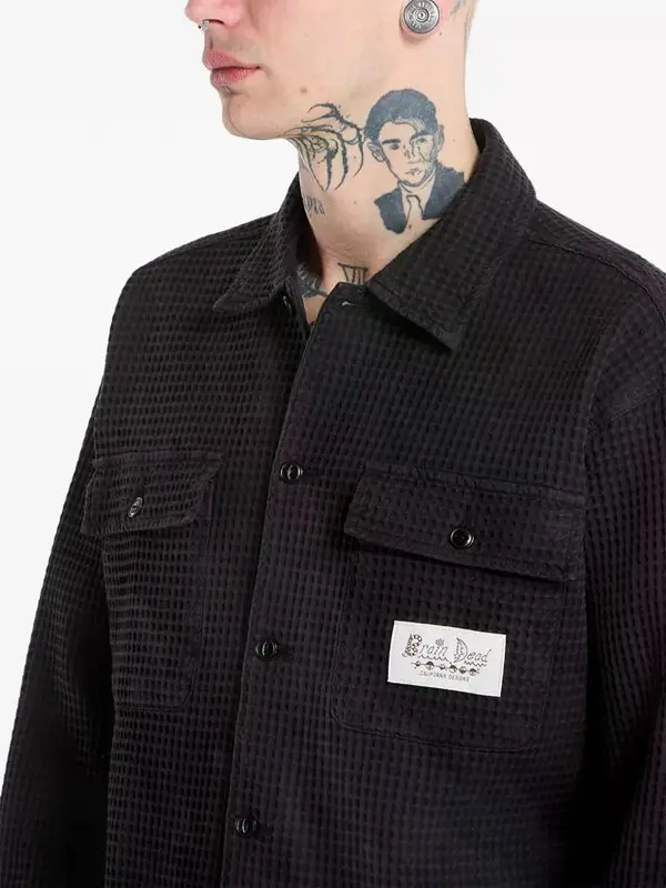 BRAIN DEAD Button-up Waffle-knit Shirt