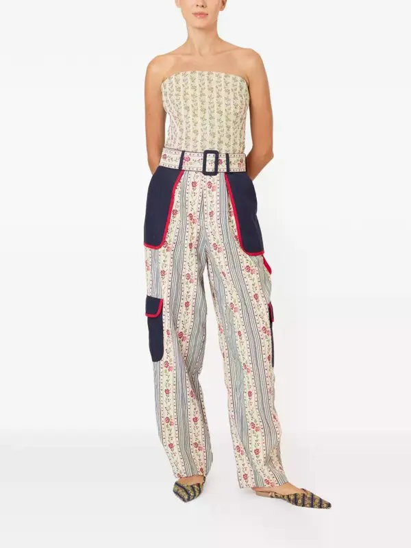 Rosie Assoulin Floral Stripe Pockets Trousers