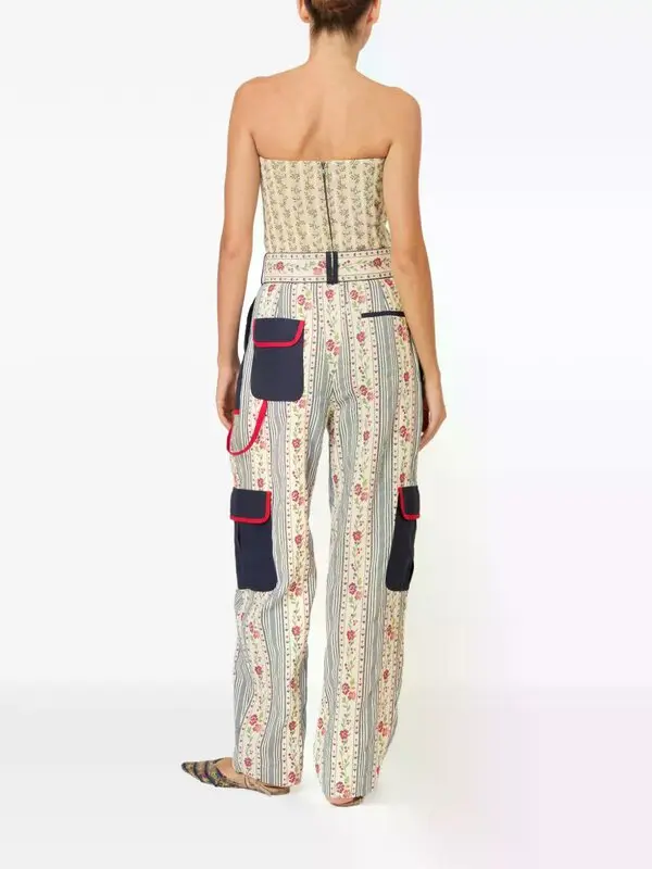 Rosie Assoulin Floral Stripe Pockets Trousers