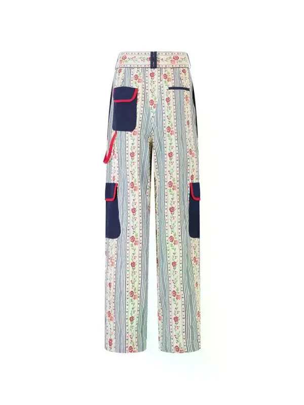 Rosie Assoulin Floral Stripe Pockets Trousers