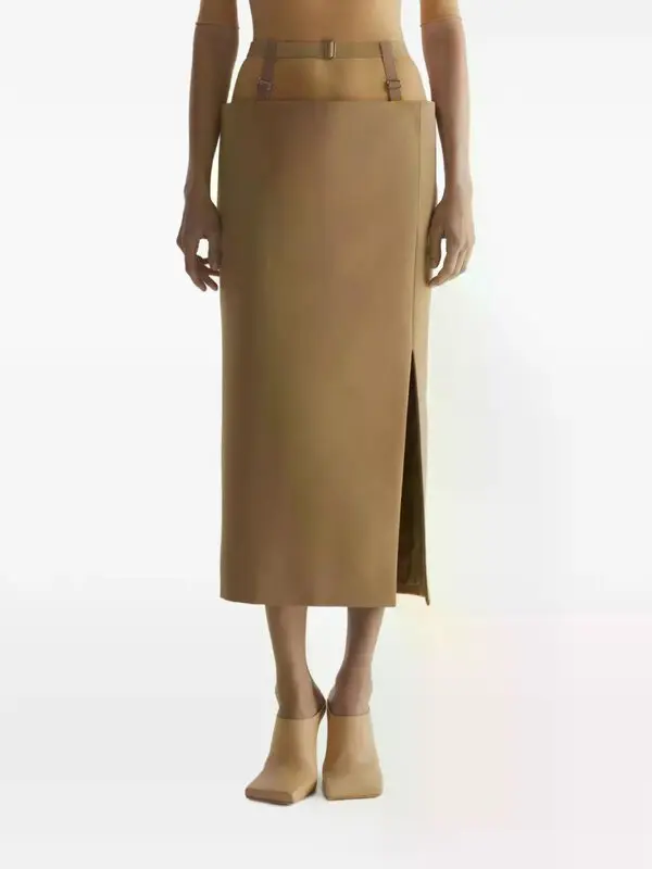 MUGLER Midi Suspended Skirt - Brown
