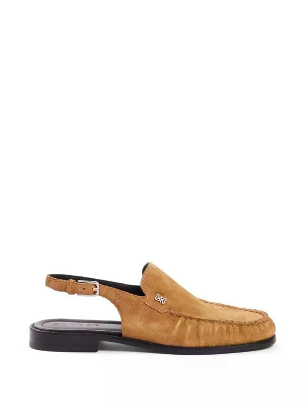 Sandro Suede Loafers With Buckle Detail - Neutrals