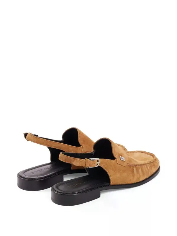 Sandro Suede Loafers With Buckle Detail - Neutrals
