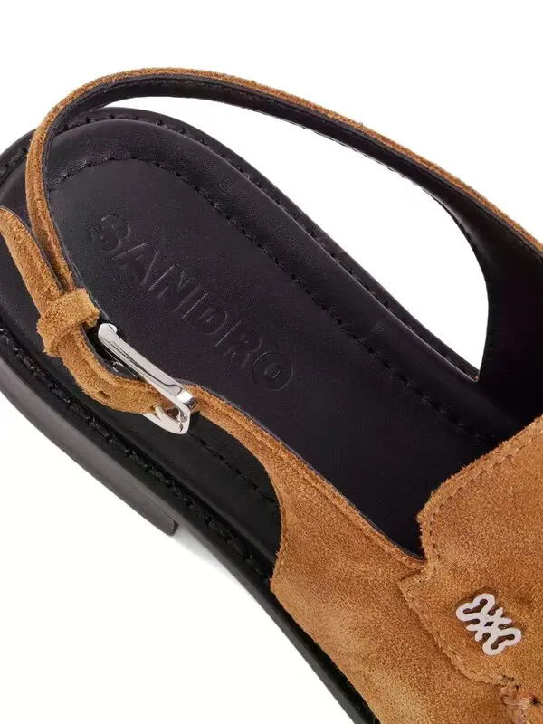 Sandro Suede Loafers With Buckle Detail - Neutrals
