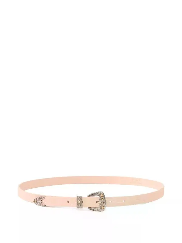 Pinko Embossed Buckle Leather Belt - Pink