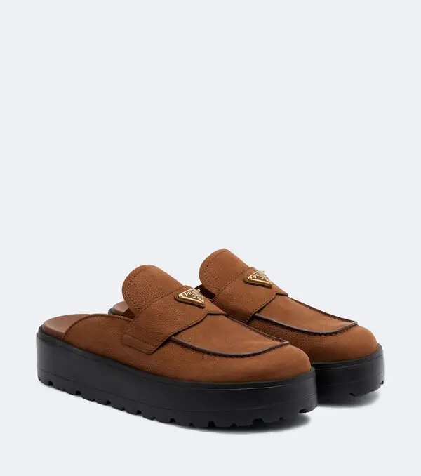 Prada Suede Mules - Brown