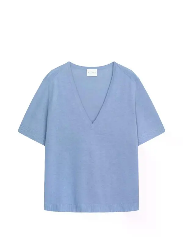Closed V-neck Short-sleeve Knitwear