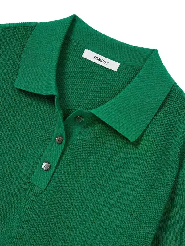 STUDIO TOMBOY Ribbed Knit Button Polo Shirt