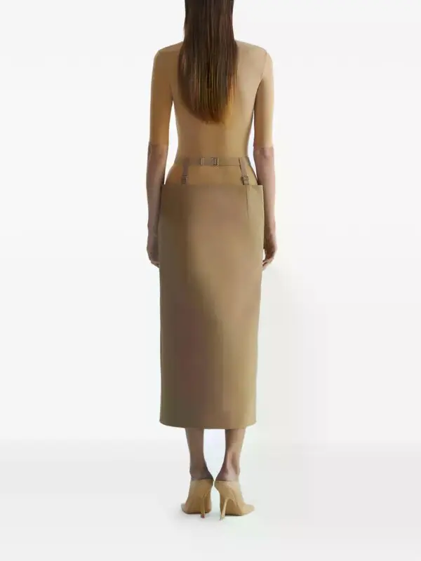 MUGLER Midi Suspended Skirt - Brown