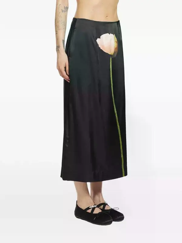 Simone Rocha Pencil Skirt With Poppy Motif
