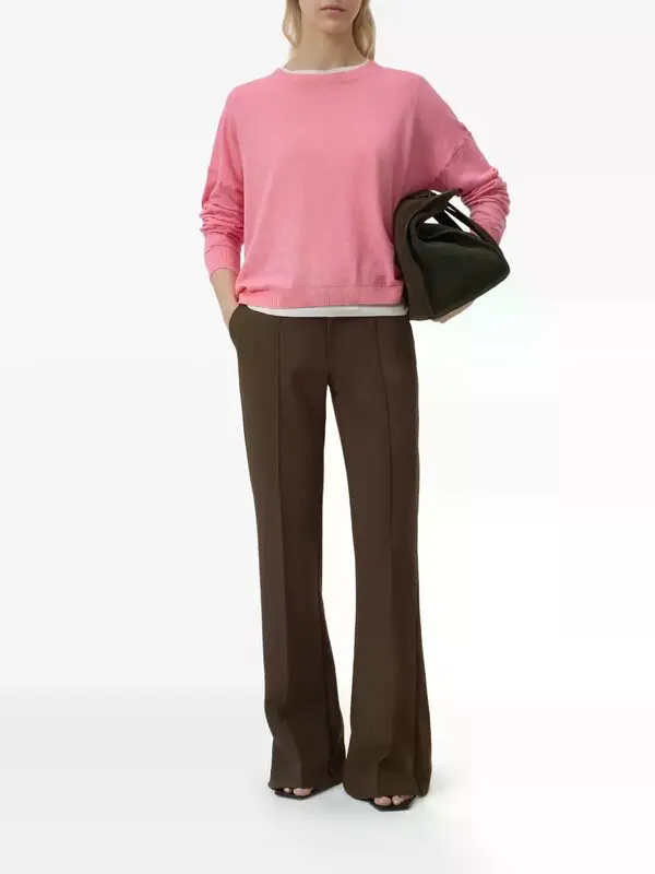 Closed Crew Neck Long-sleeve Sweater - Pink