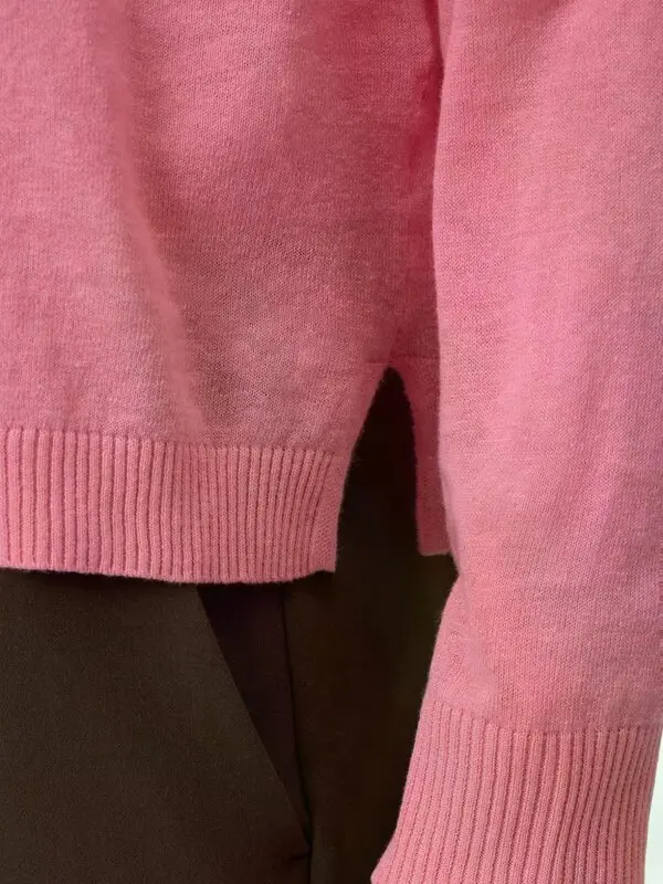 Closed Crew Neck Long-sleeve Sweater - Pink
