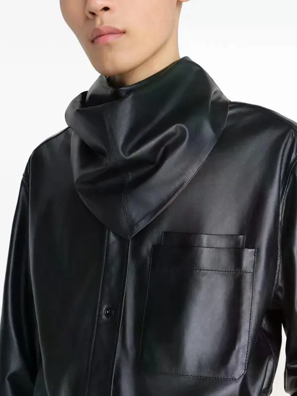 LEMAIRE Leather Triangle Scarf - Black