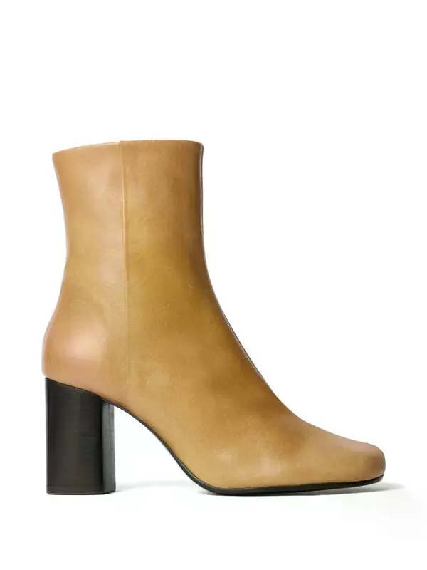 LEMAIRE Anatomical Stitching Leather Boots With Block Heel