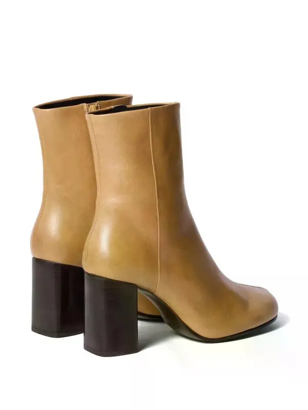 LEMAIRE Anatomical Stitching Leather Boots With Block Heel
