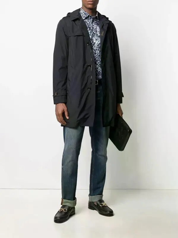 MOORER Hooded Button Trench Coat