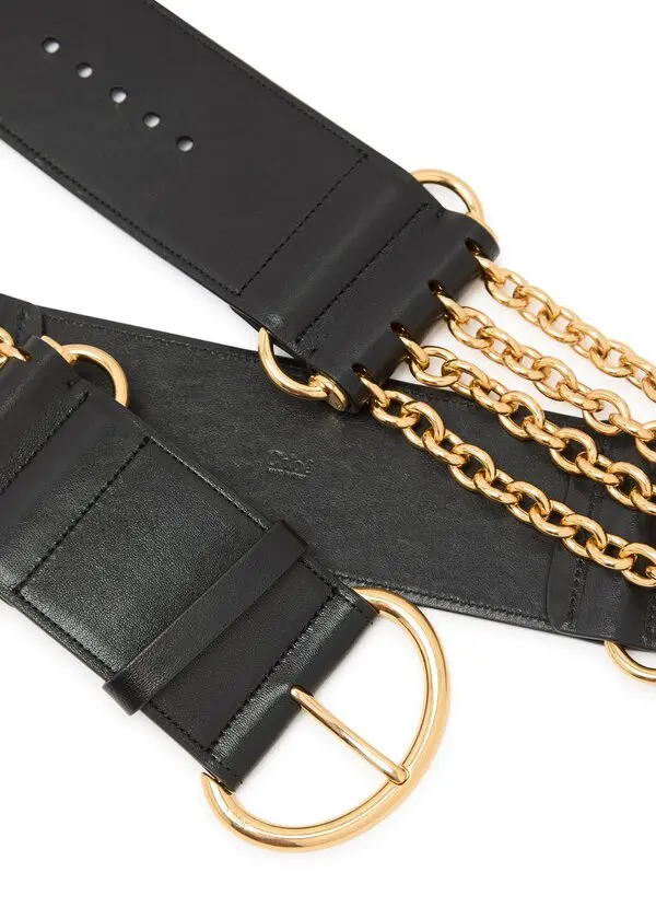 Chloé Leather Belt With Chain Embellishments