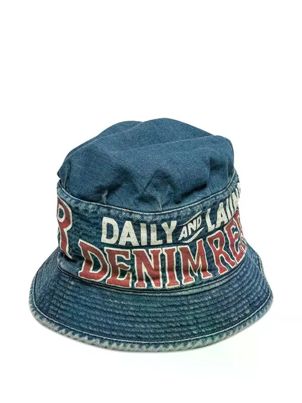 Kapital Lettering-print Denim Bucket Hat - Blue