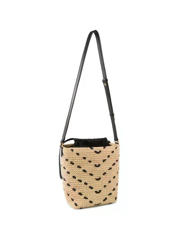 Pinko Raffia Drawstring Bucket Bag