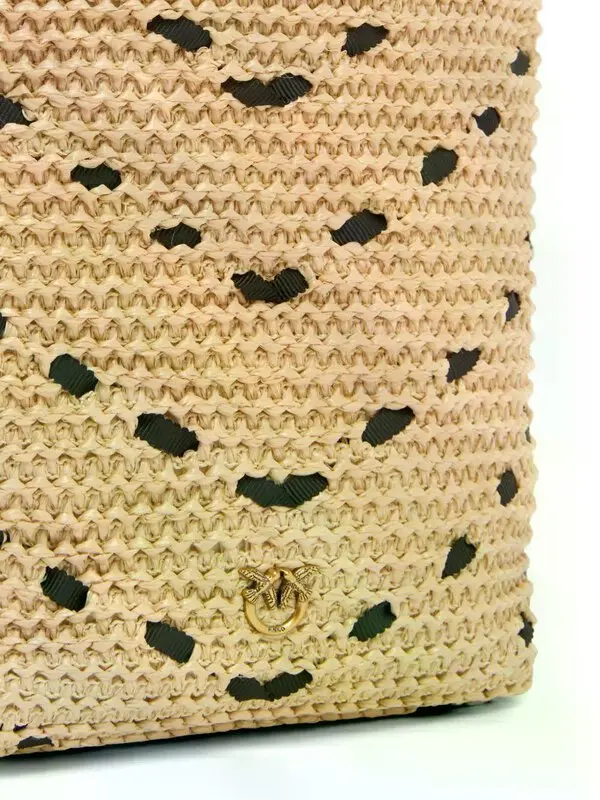 Pinko Raffia Drawstring Bucket Bag