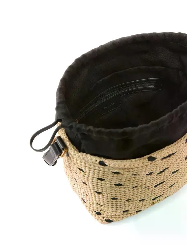Pinko Raffia Drawstring Bucket Bag
