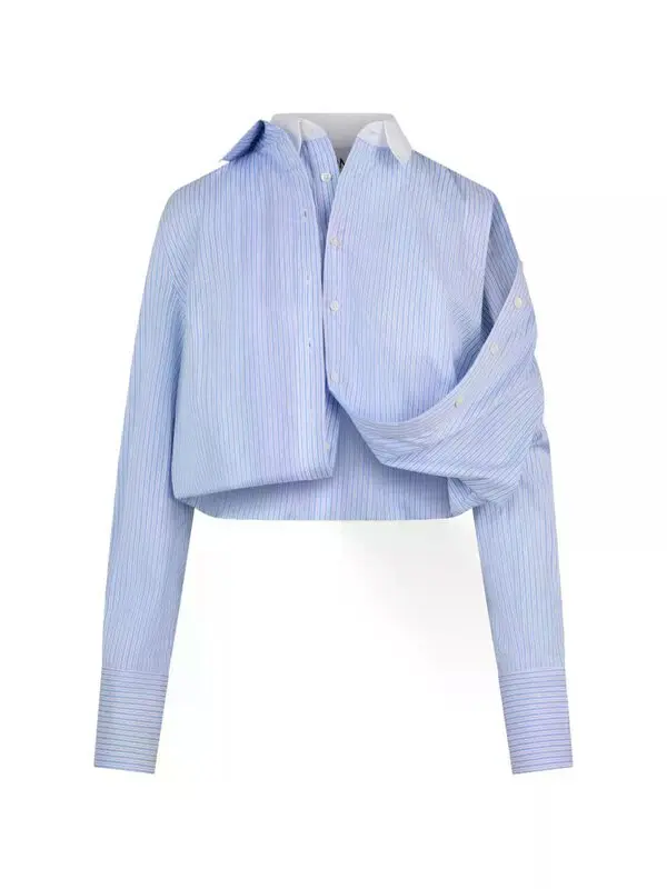 Monse Cropped Shirt With Button Fastening And Long Sleeves - Blue