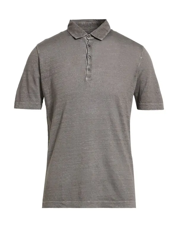 120% Lino Polo Shirt Size Linen - Grey