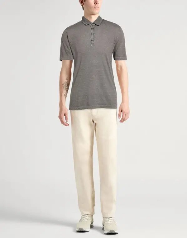 120% Lino Polo Shirt Size Linen - Grey