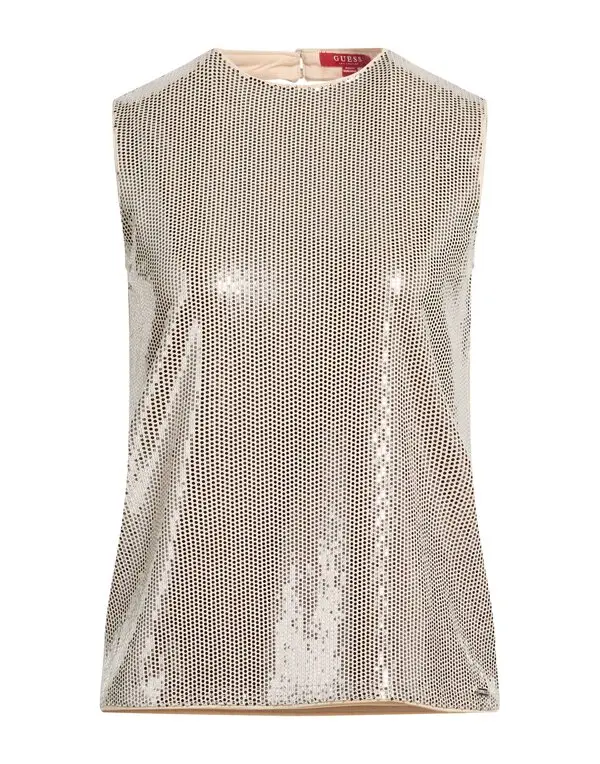 Guess Sleeveless Top With Sequins - Beige