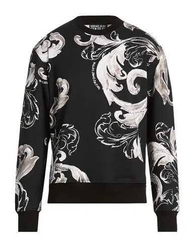 Versace Cotton Sweatshirt With Signature Print - Black