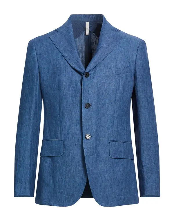 120% Lino Blazer Size Linen - Blue