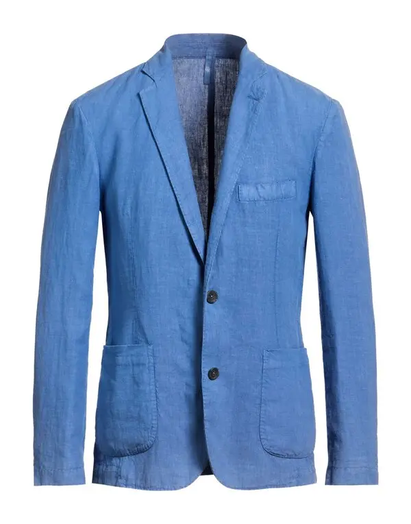 120% Lino Linen Single-breasted Blazer - Blue
