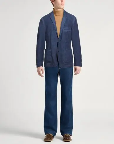 120% Lino Linen Single-breasted Blazer - Navy
