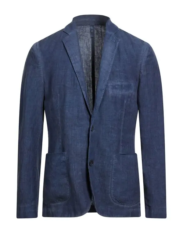 120% Lino Linen Single-breasted Blazer - Navy