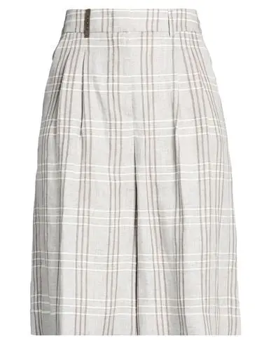 Peserico Linen Tartan Pattern High Waisted Shorts - Grey